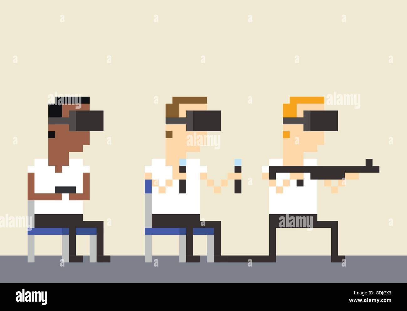 Pixel art image wearing vr Stock Vector Images - Alamy