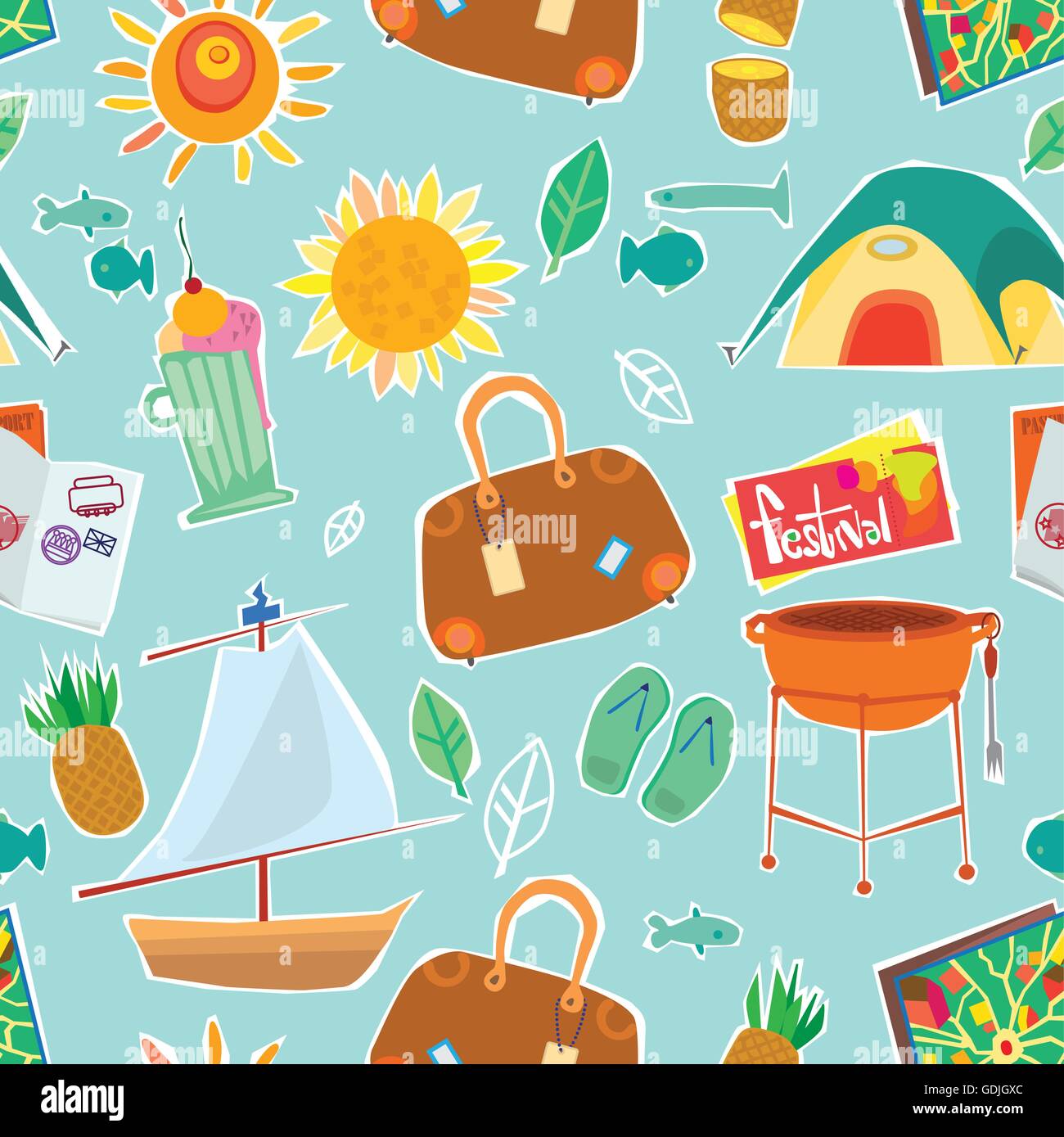 Illustration Of Travel And Vacation Icons Stock Vector Image & Art - Alamy