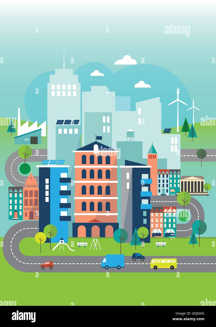 Illustration Of Environmental Eco City Stock Vector Image & Art - Alamy