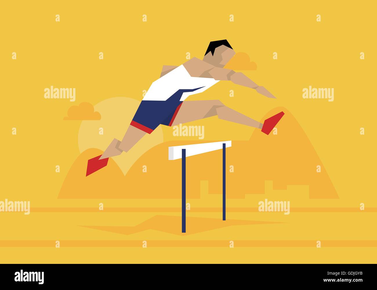Illustration Of Male Athlete Competing In Hurdles Race Stock Vector ...