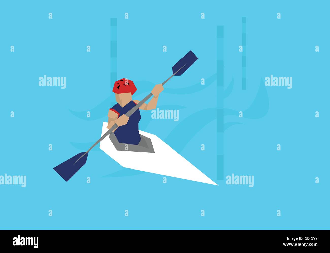 Illustration Female Canoeist Competing In Kayak Event Stock Vector ...