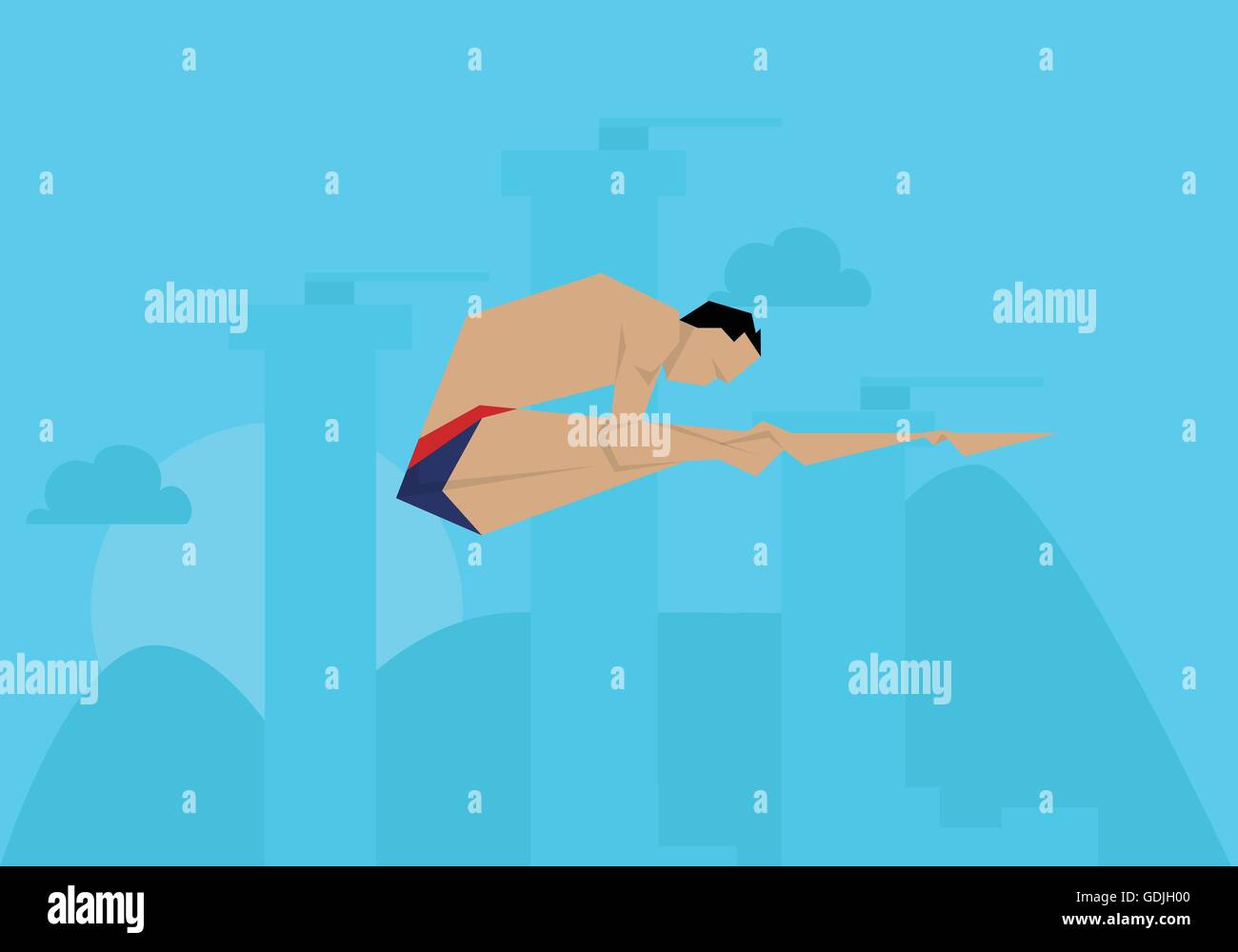 Illustration Male Swimmer Competing In Diving Event Stock Vector Image ...