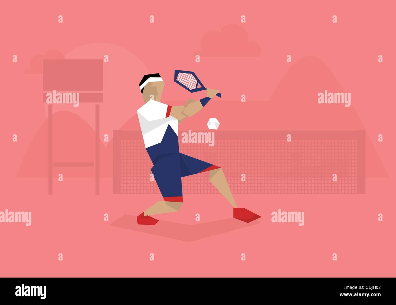 Illustration Of Male Tennis Player Competing In Match Stock Vector ...