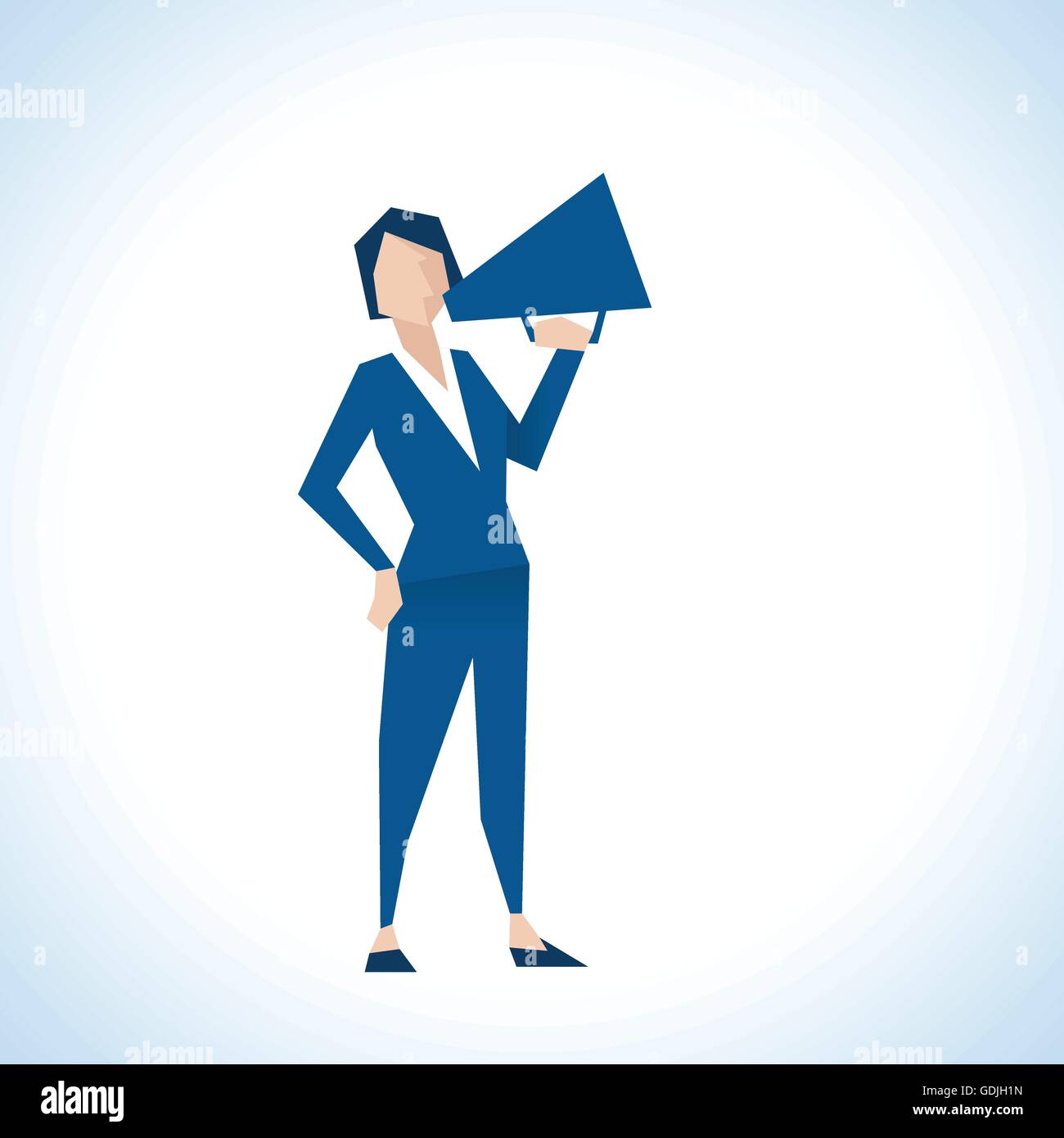 Illustration Of Businesswoman Speaking Through Megaphone Stock Vector ...