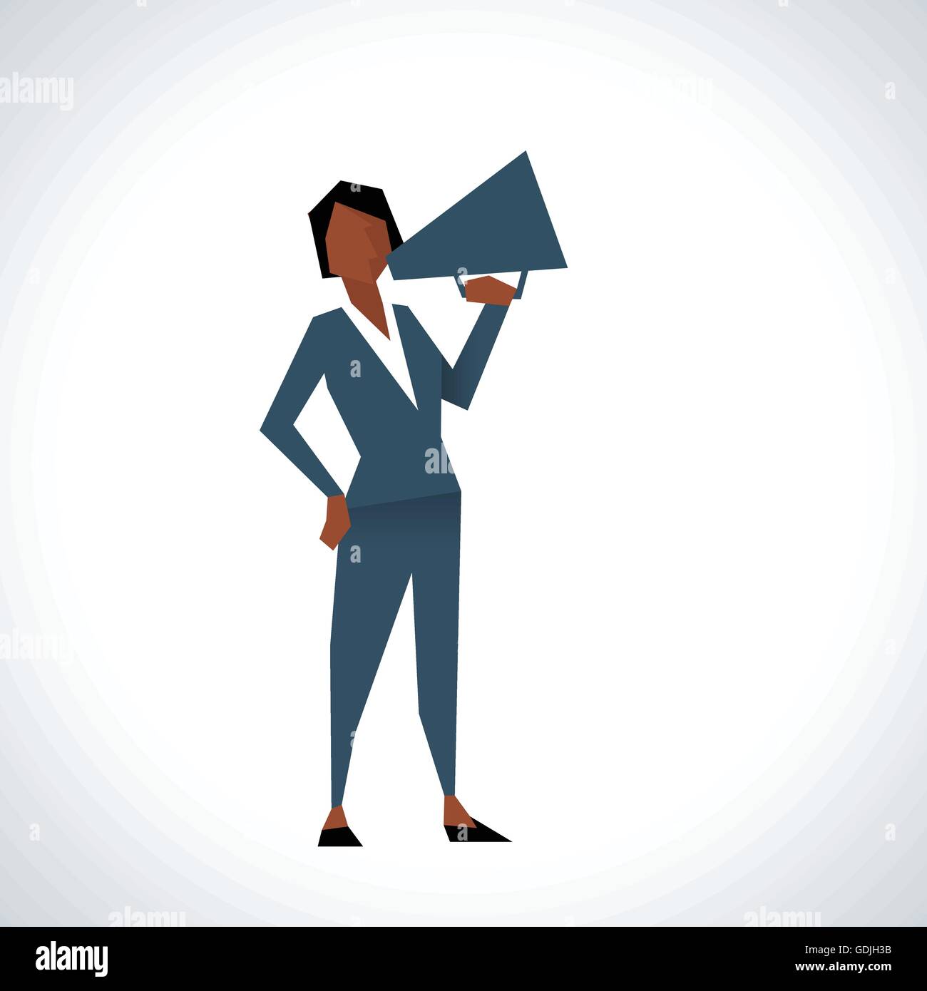 Illustration Of Businesswoman Speaking Through Megaphone Stock Vector ...