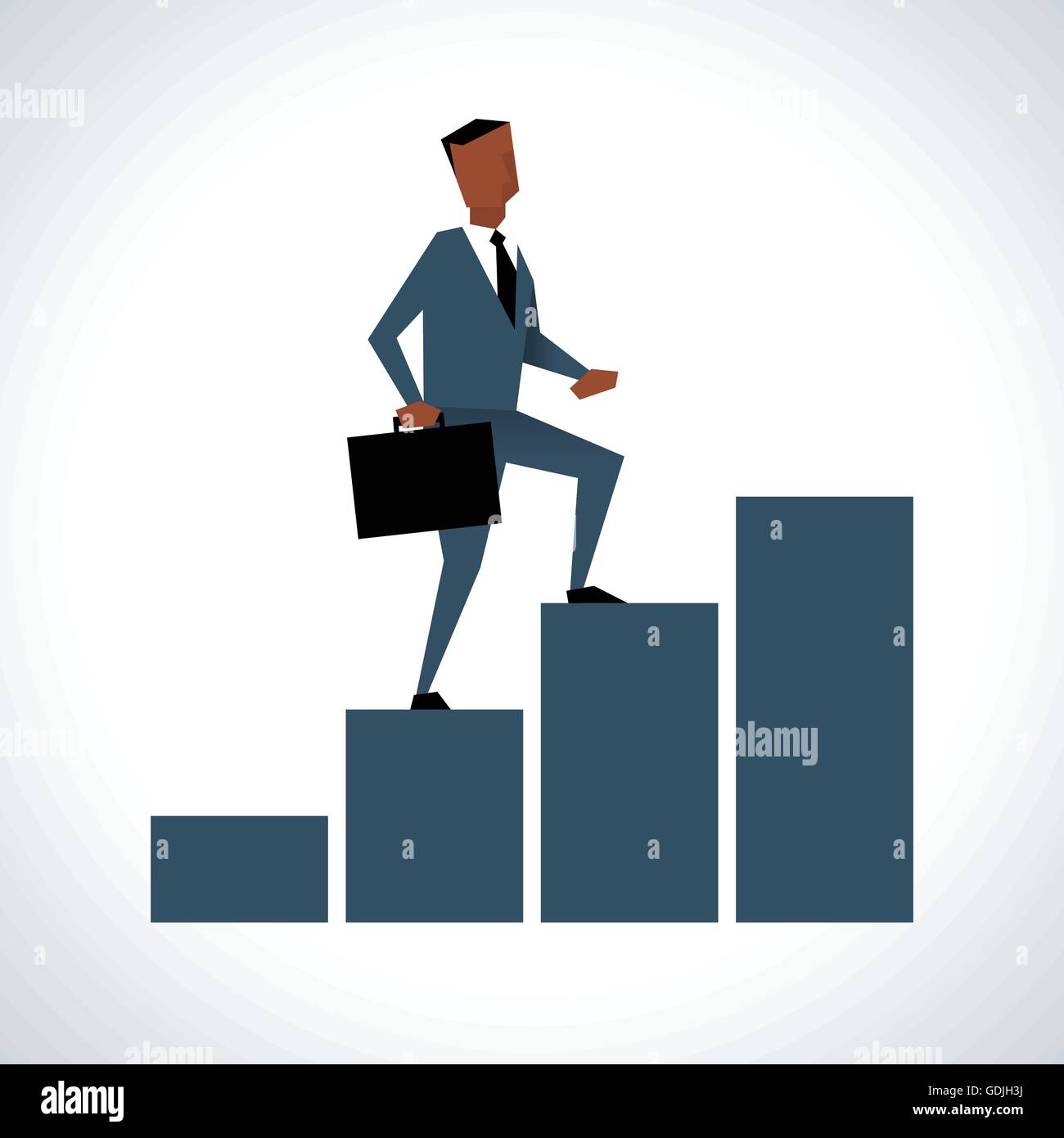 Illustration Of Businessman Walking Up Bar Chart Stock Vector Image ...