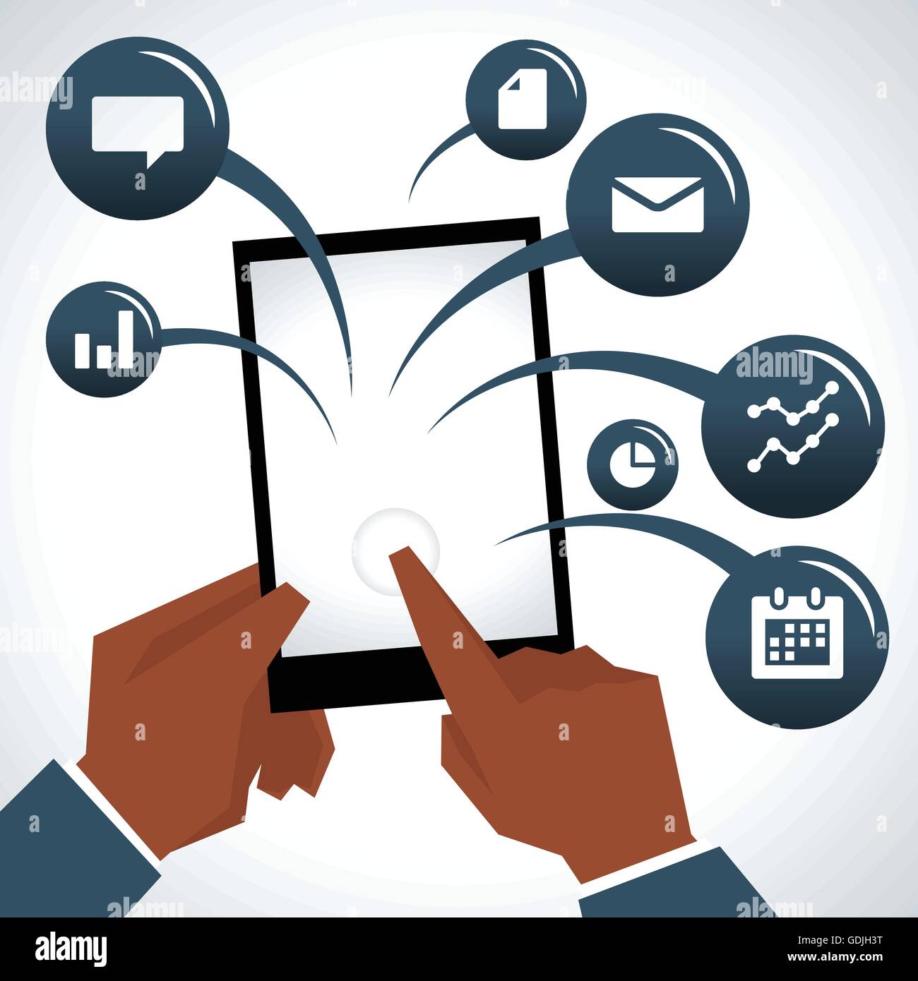 Illustration Of Businessman With Digital Tablet And Icons Stock Vector ...