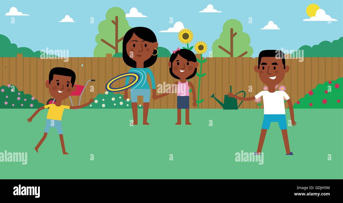 Family home back garden Stock Vector Images - Alamy