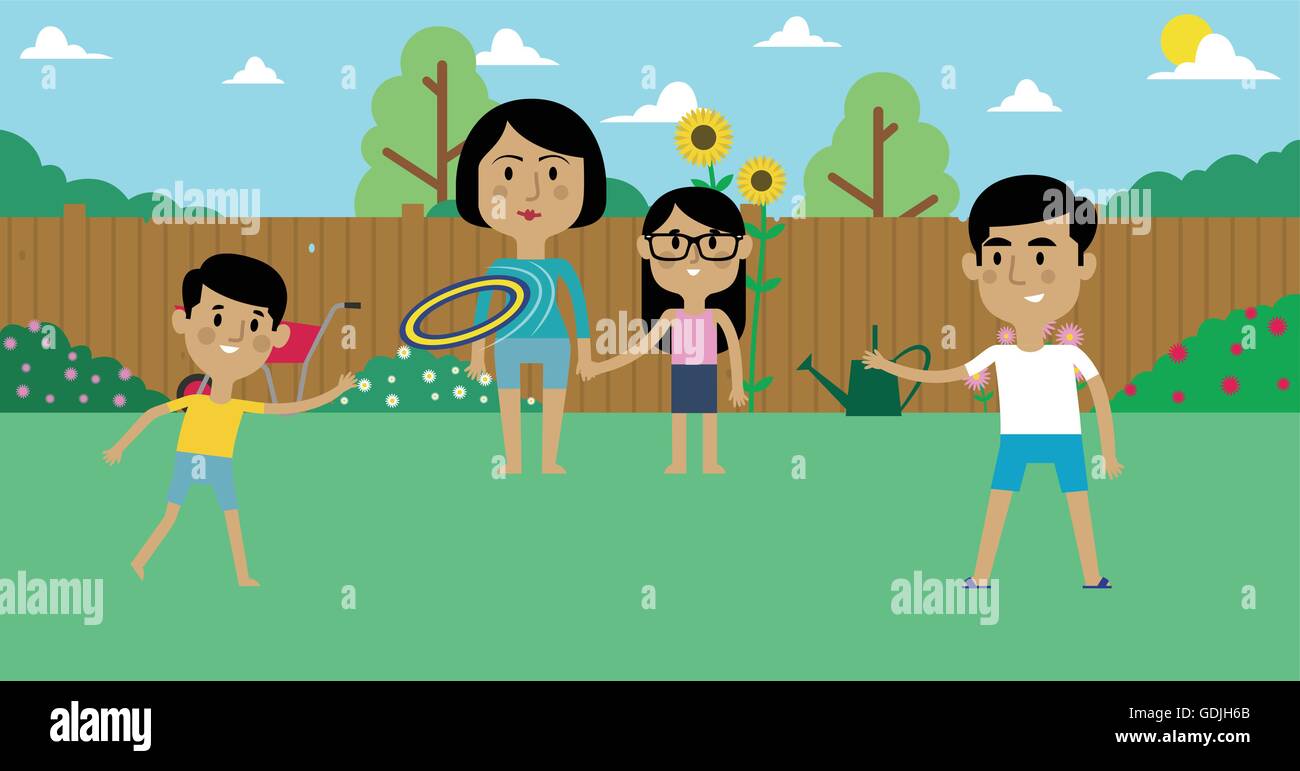 Family home back garden Stock Vector Images - Alamy