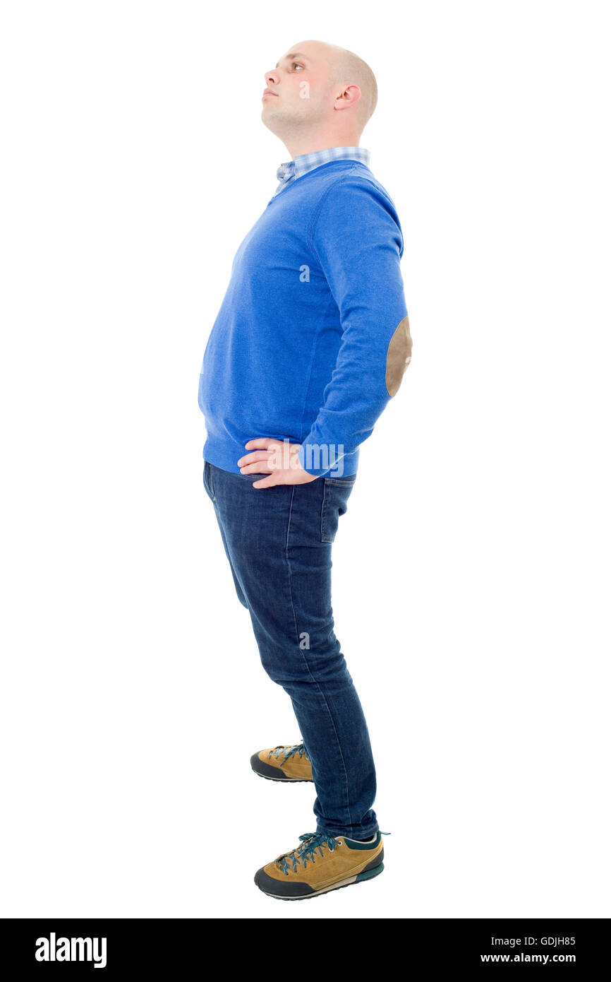 young casual man waiting full body in a white background Stock Photo ...