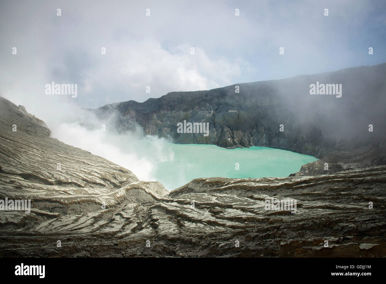 The crater of Kawah Ijen volcano, Java, Indonesia Stock Photo - Alamy