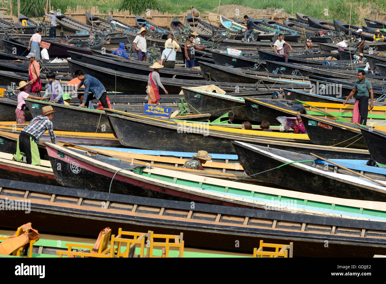 the Boat harbour at the Village of Phaung Daw Oo at the Inle Lake in ...