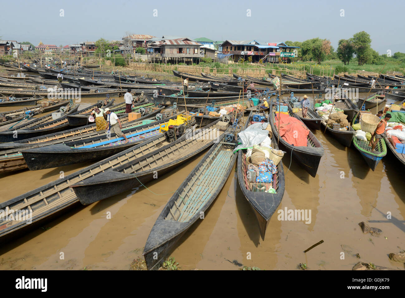 the Boat Harbour at the Village of Phaung Daw Oo at the Inle Lake in ...