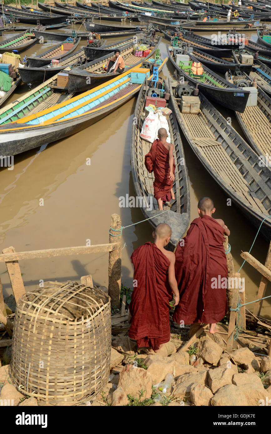 the Boat Harbour at the Village of Phaung Daw Oo at the Inle Lake in ...
