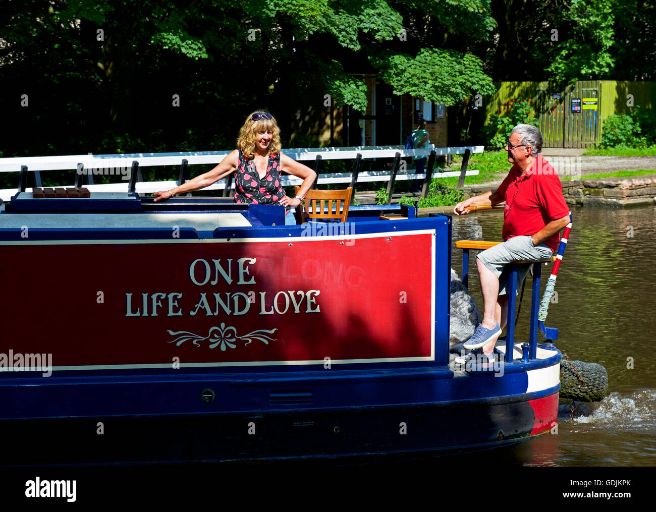 Narrowboat on the Peak Forest Canal at Whaley Bridge, Derbyshire ...