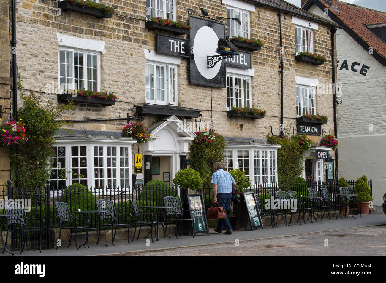Exterior of Black Swan Hotel, Helmsley, North Yorkshire - one man ...
