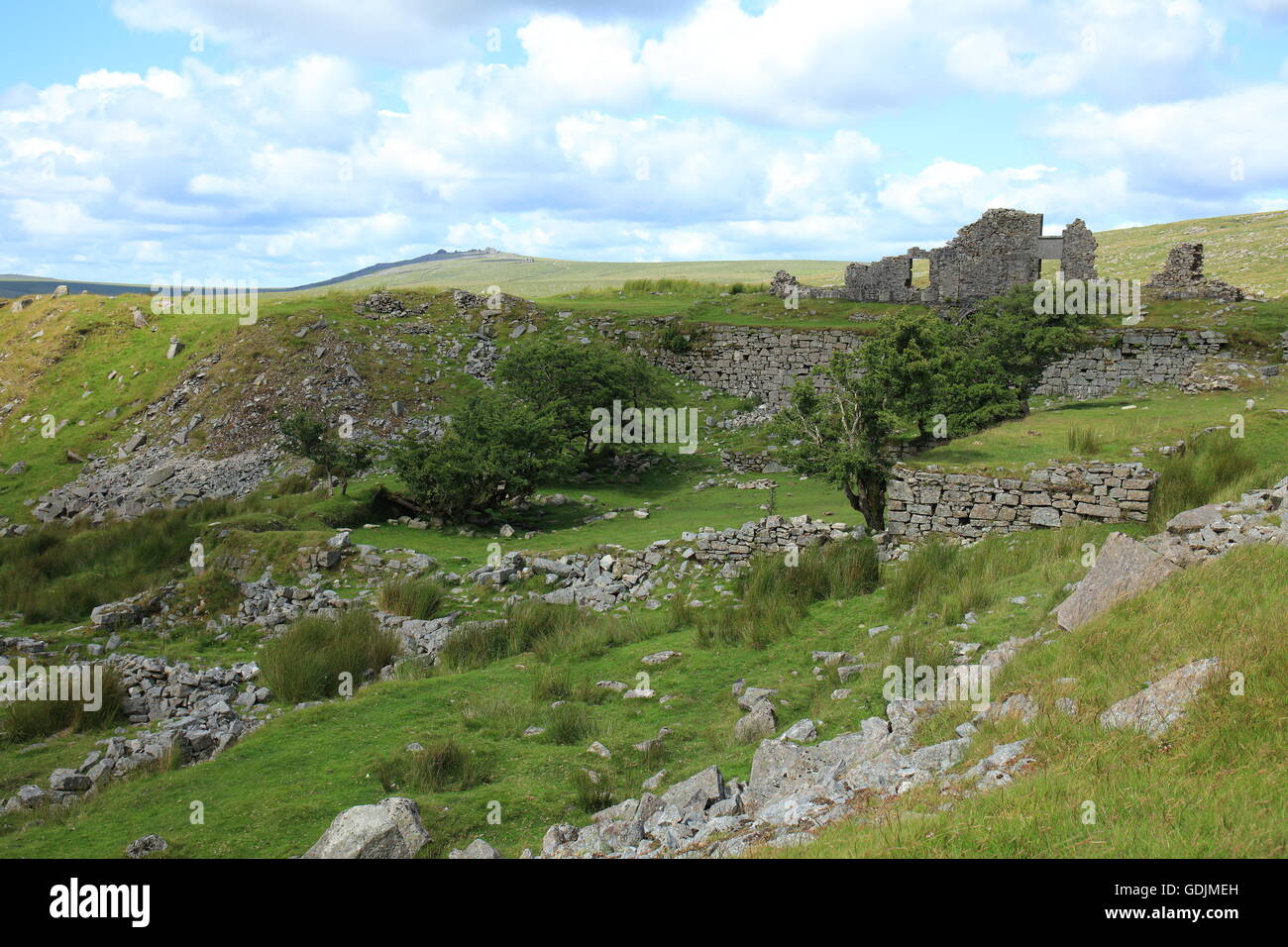 Foggintor - disused granite quarry building remains, Dartmoor national ...