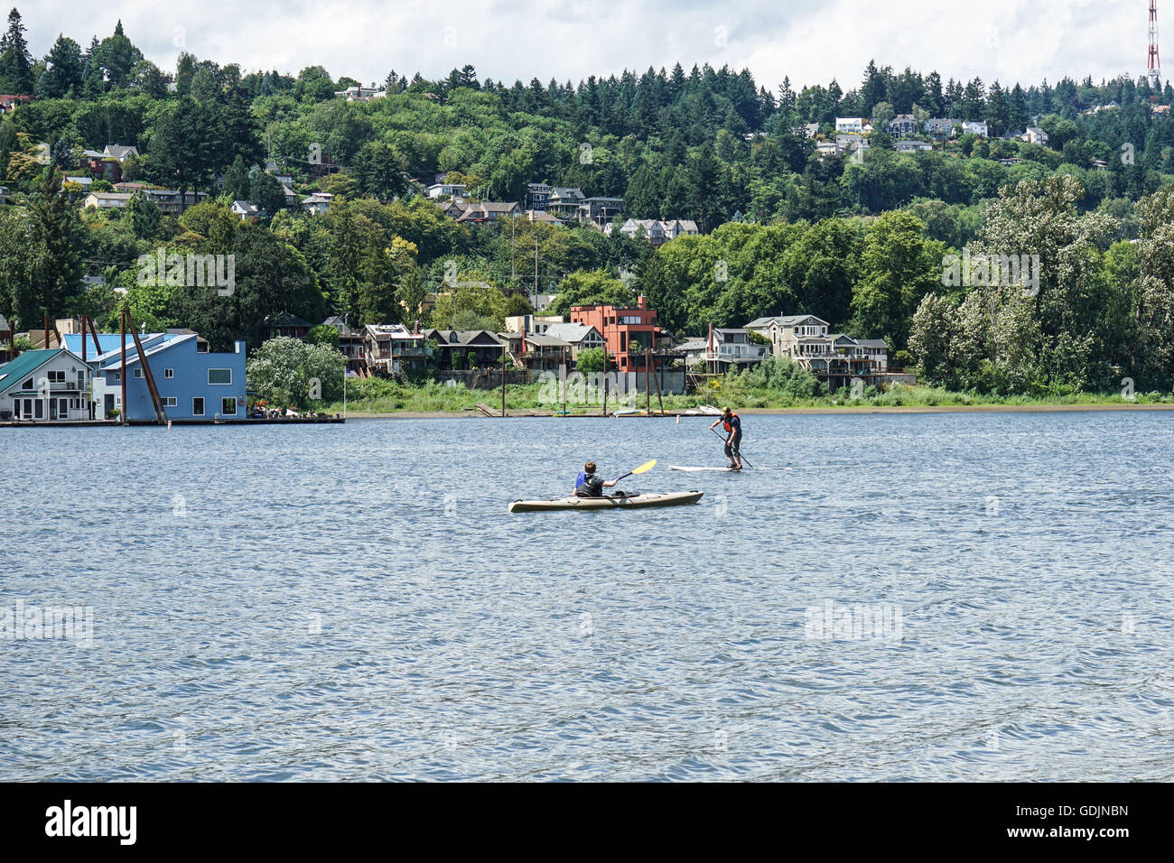 Summer activities on the Williamette River, Portland, Oregon Stock ...