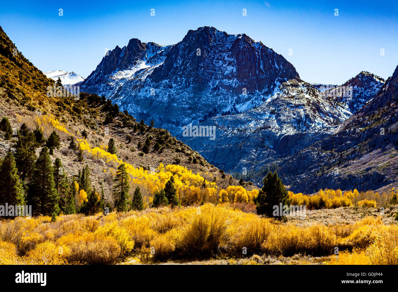 Rush Creek and Carson peak along California Highway 158 the June lake ...
