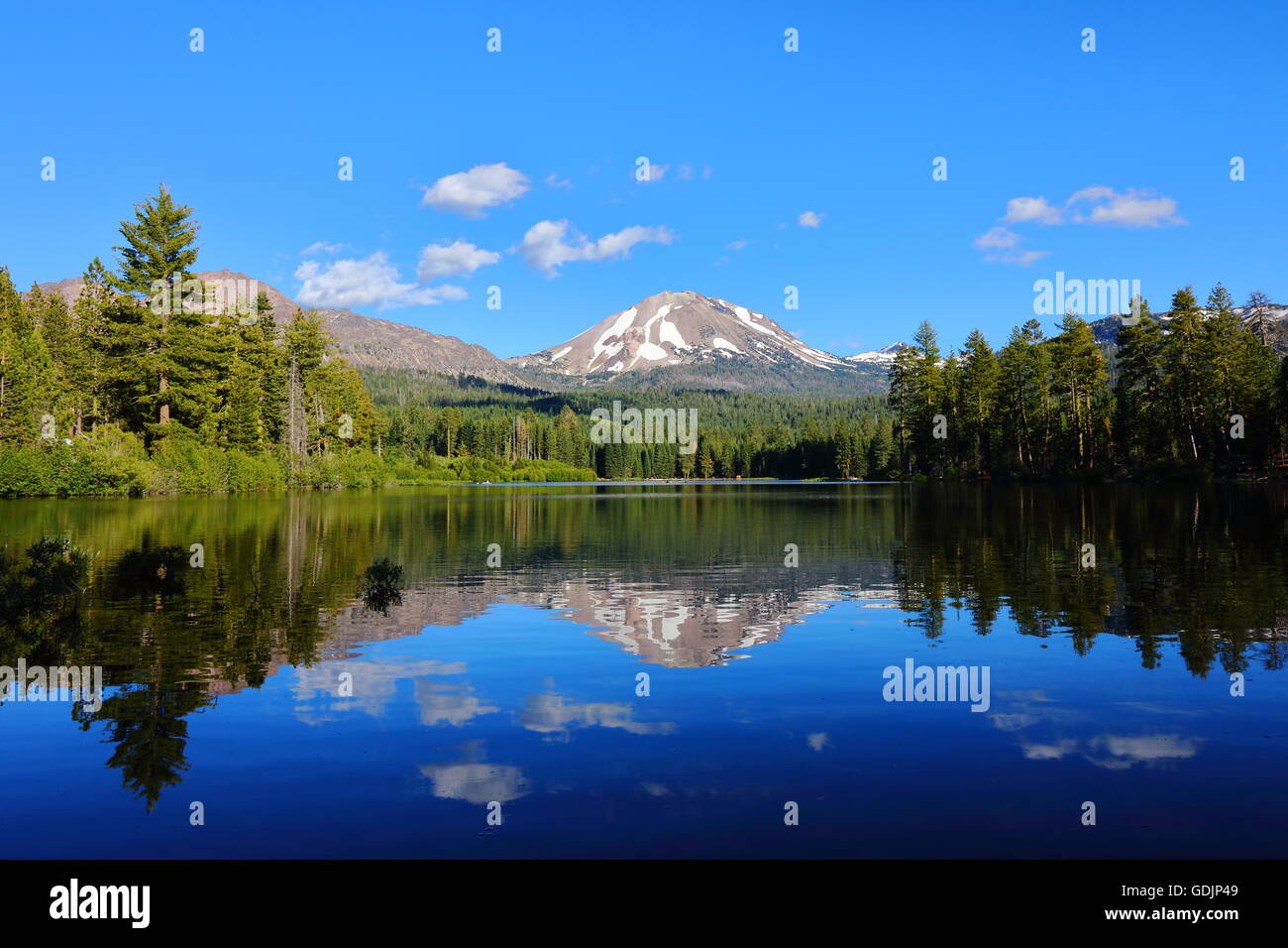 Manzanita Lake With Lassen Peak Lassen Volcanic National Park