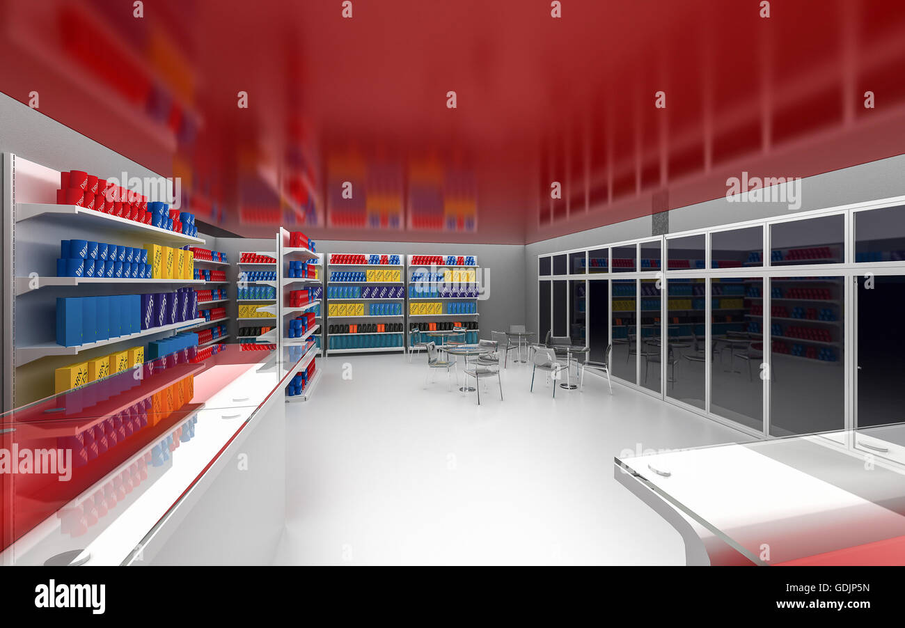 illustration of a 24-hour store at night Stock Photo - Alamy