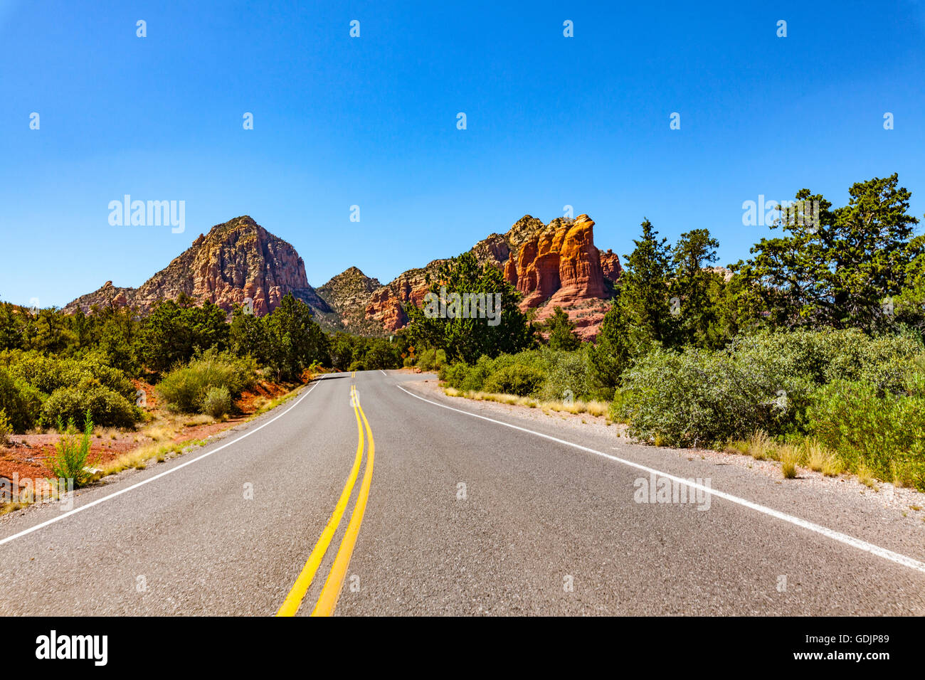 Colorful rock formations and road in Sedona Arizona Stock Photo - Alamy
