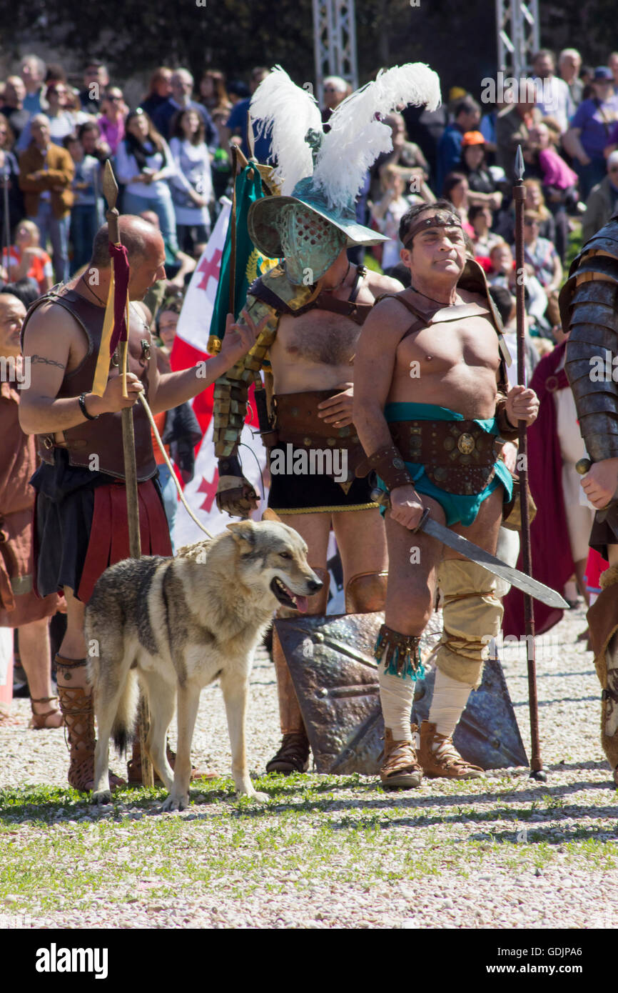 Gladiators waiting to fight during Christmas of Rome at the Circus ...