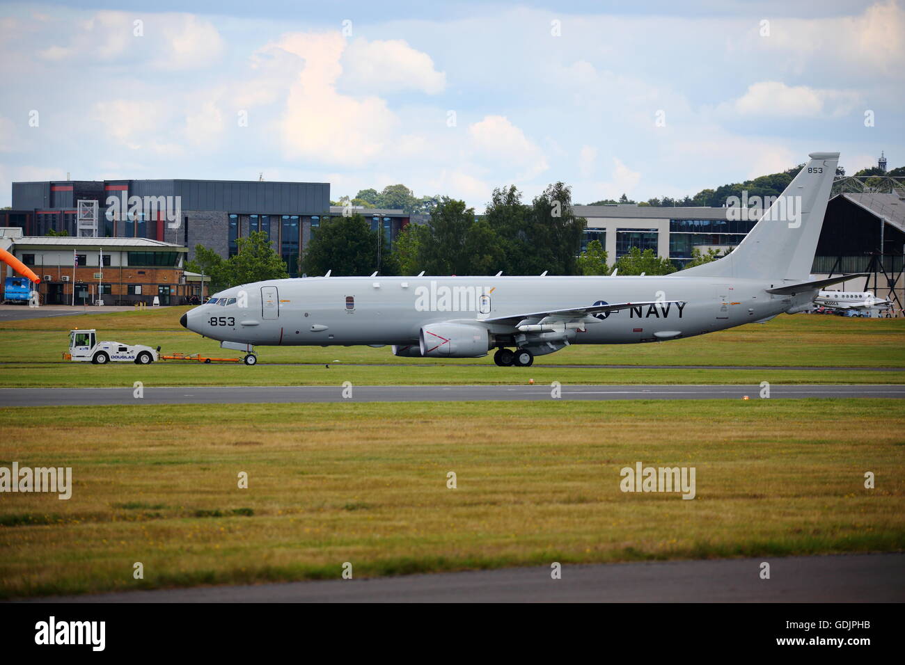 US Navy Boeing P-8A Poseidon (737-8FV) 168853 is towed across the ...