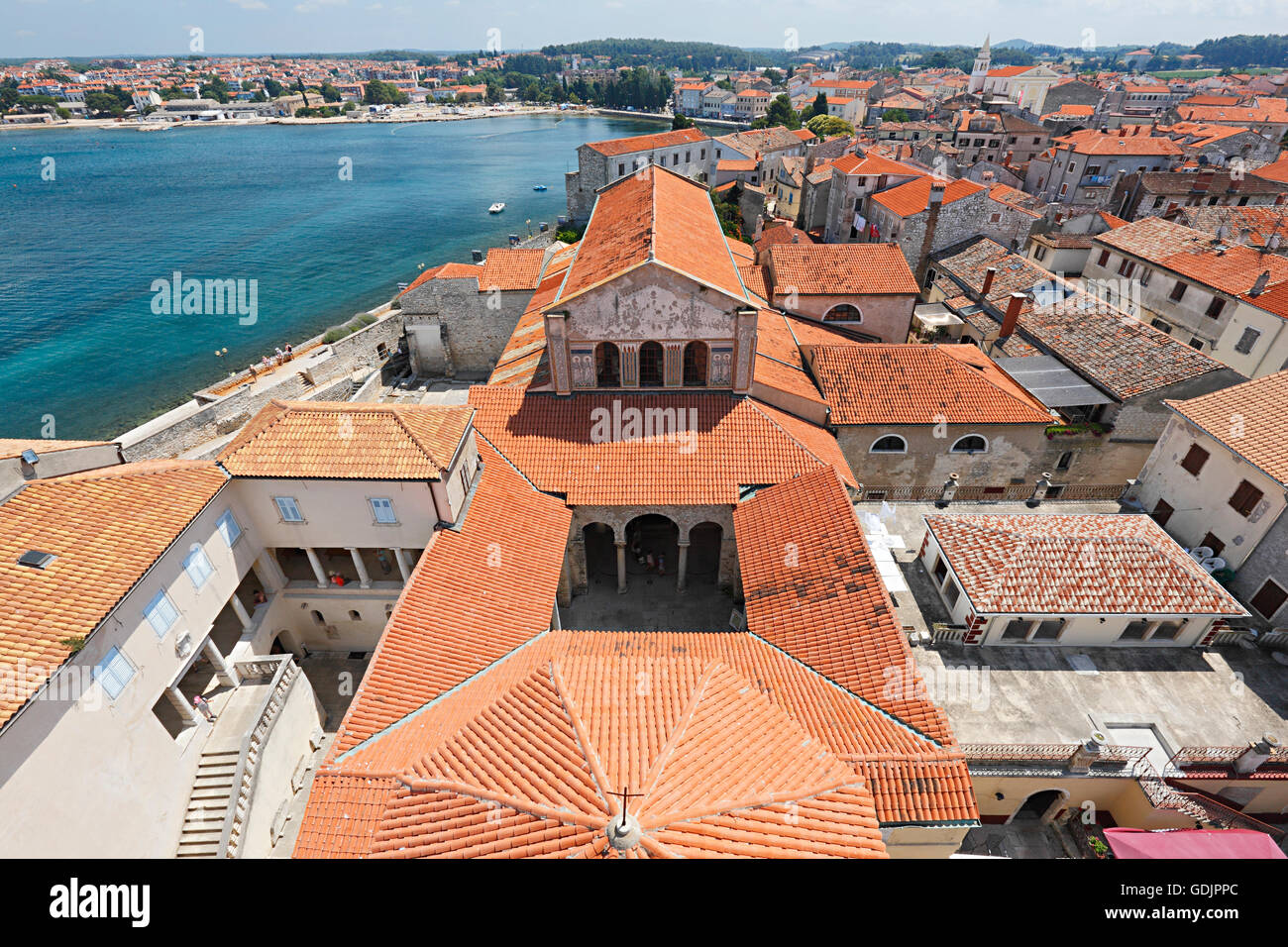 View from church tower to basilica and Porec town Stock Photo - Alamy