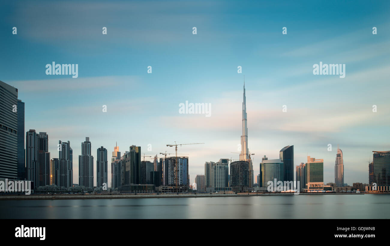Dubai Skyline of modern buildings and the Burj Khalifa in Dubai, United ...