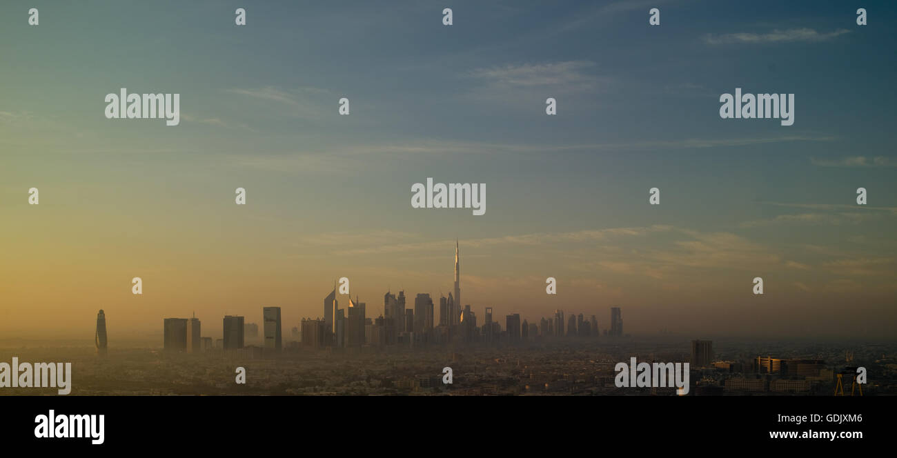 Dubai Skyline, Dawn, Aerial Stock Photo - Alamy