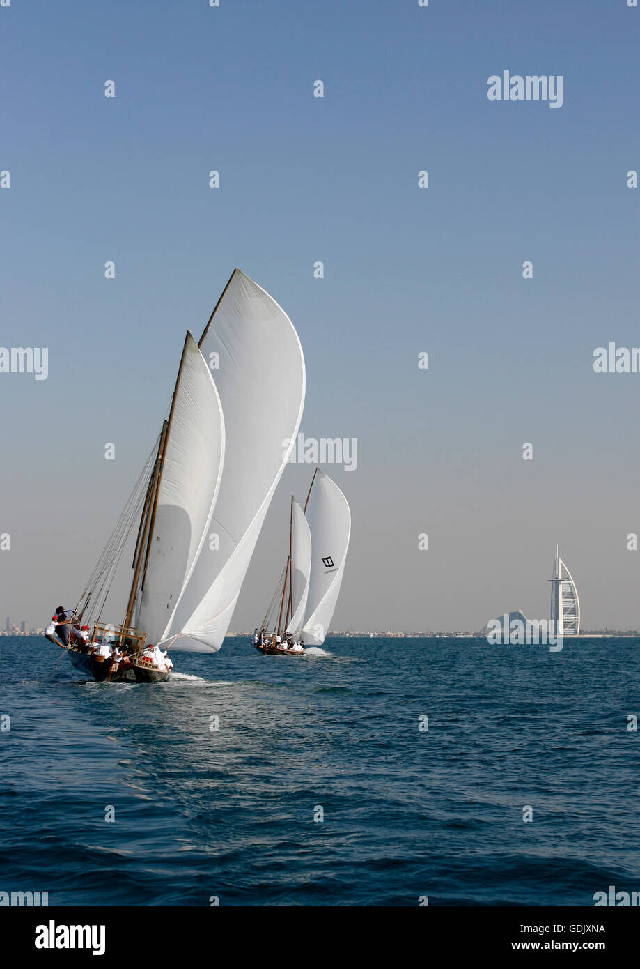 Traditional dhow race in dubai, united arab emirates Stock Photo - Alamy