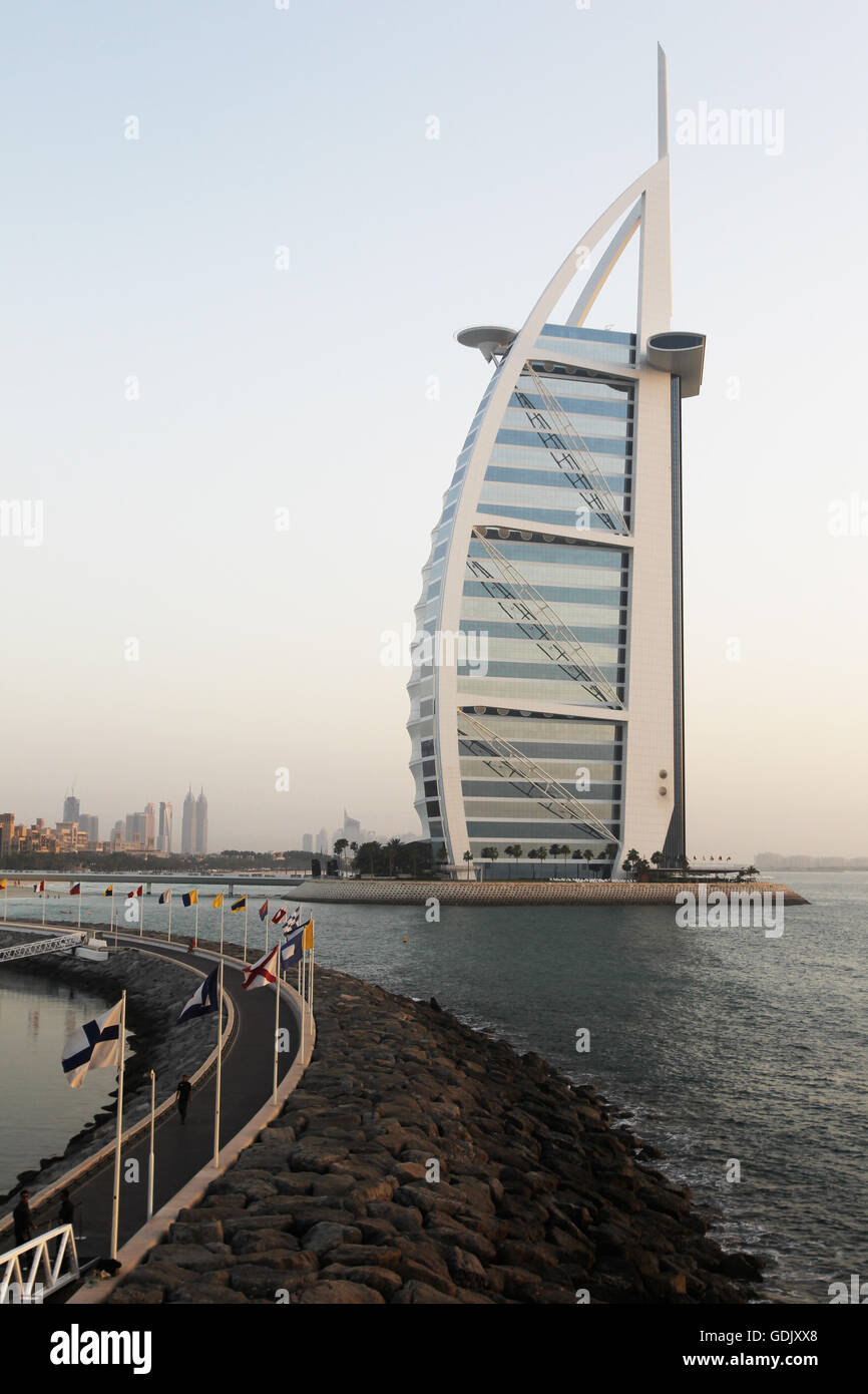 Side view of Burj al arab hotel from 360 restaurant and bar, Dubai ...