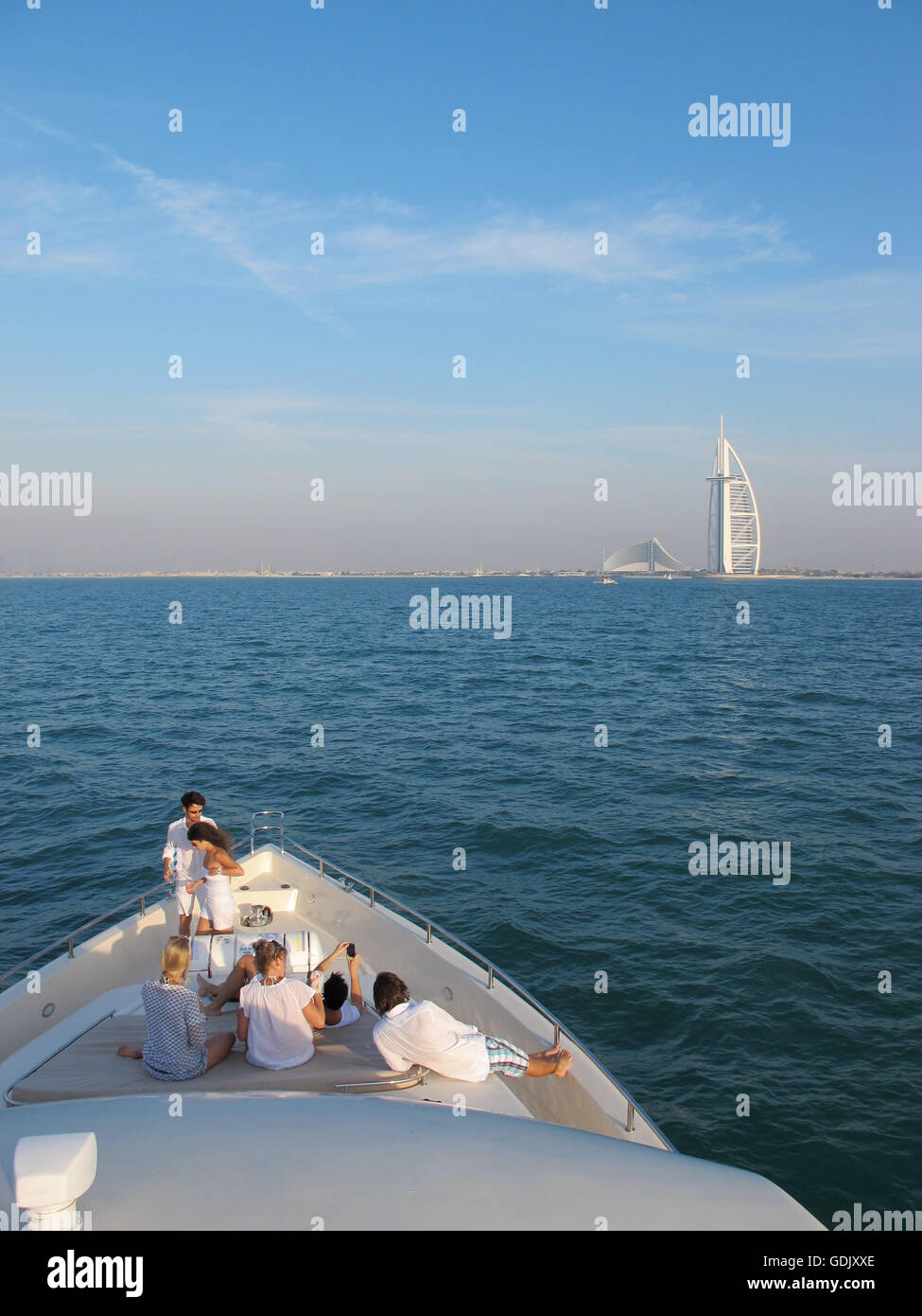 Yatch cruise on the coast line of Dubai, United arab emirates Stock ...