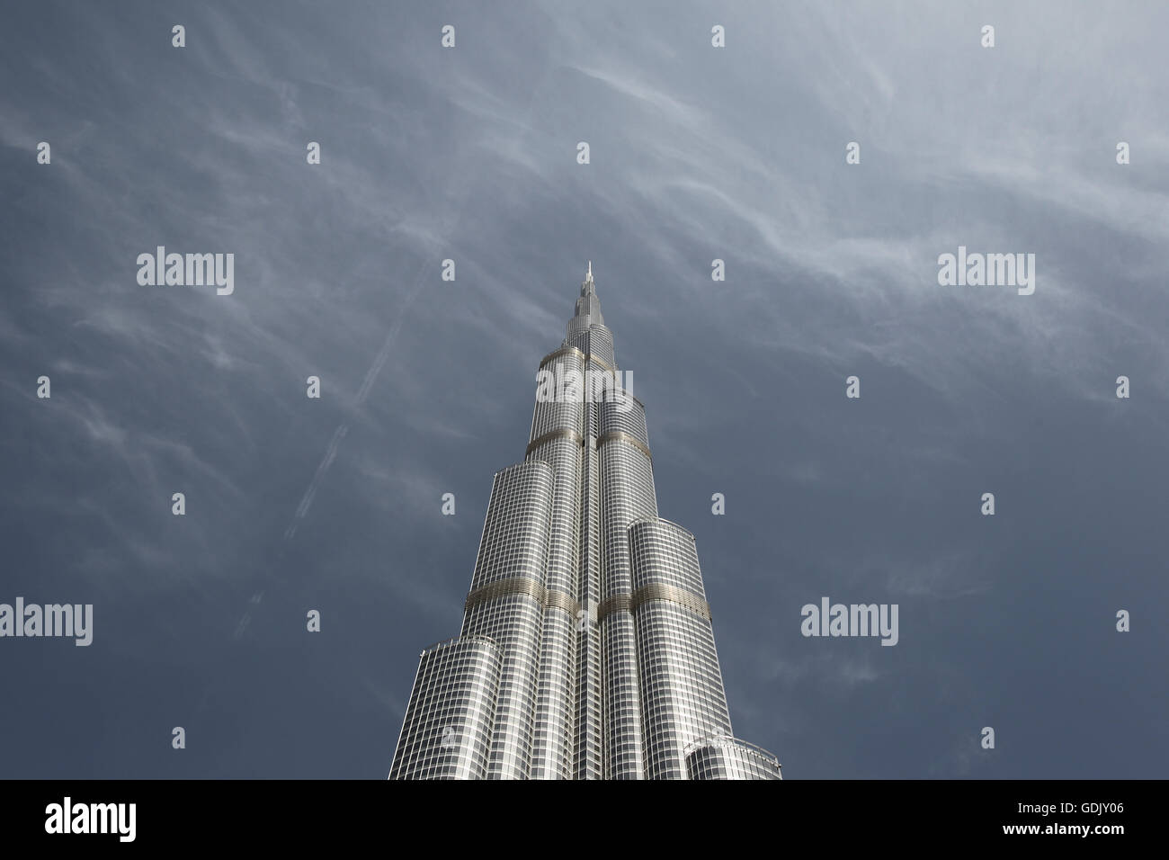 A closeup of iconic Burj Khalifa, the tallest building in the world ...