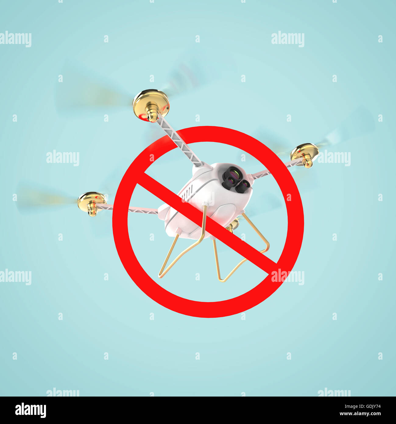 No drones sign. restricted fly zone, realistic 3d camera Drone hovering ...