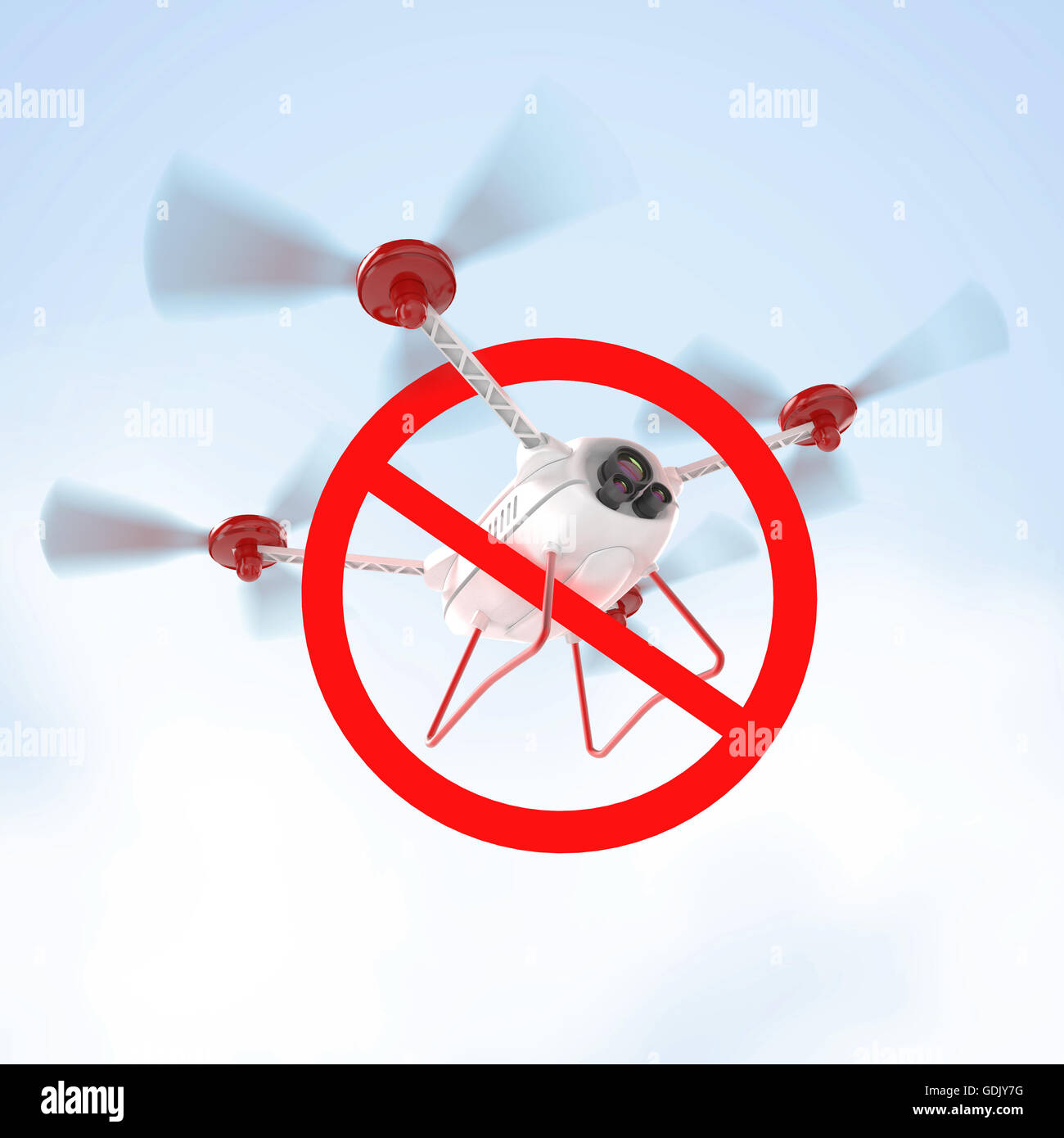 No drones sign. restricted fly zone, realistic 3d camera Drone hovering ...