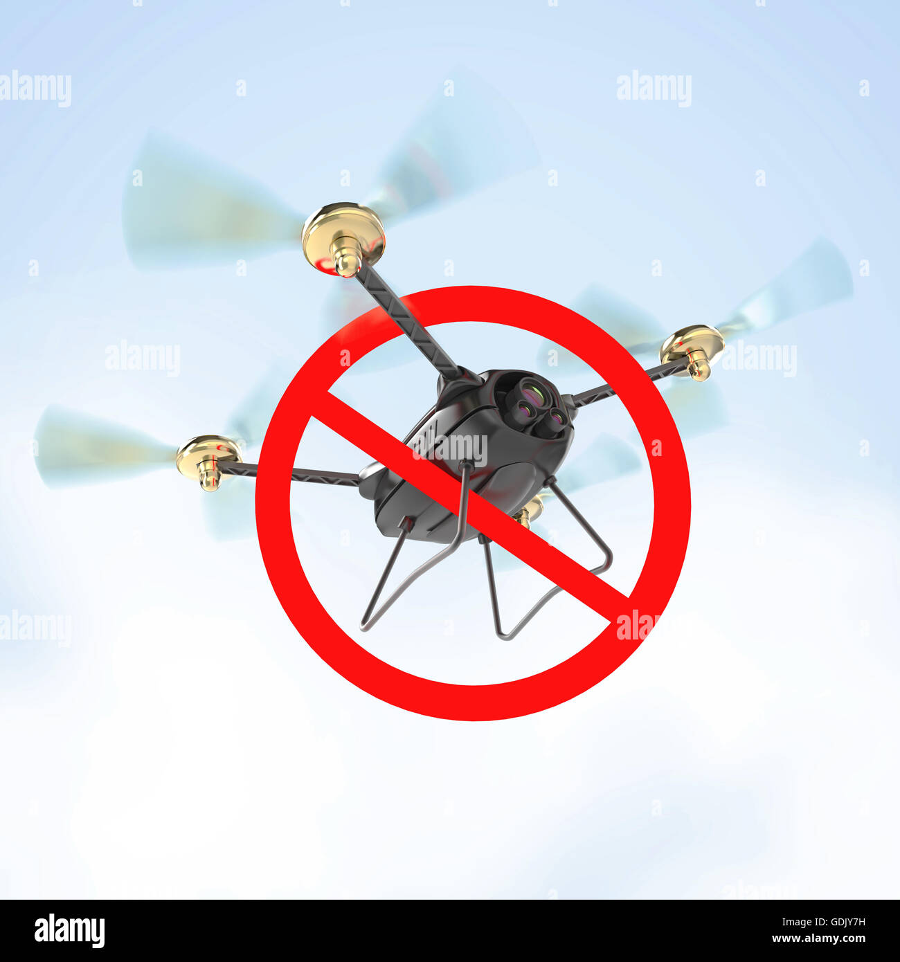 No drones sign. restricted fly zone, realistic 3d camera Drone hovering ...