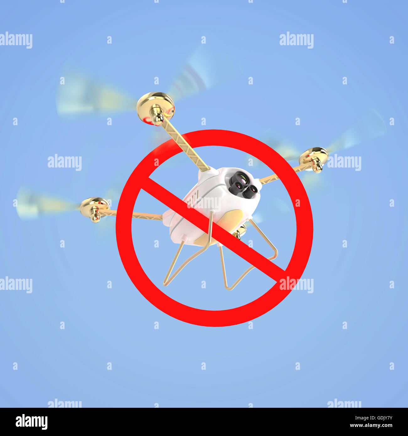 No drones sign. restricted fly zone, realistic 3d camera Drone hovering ...