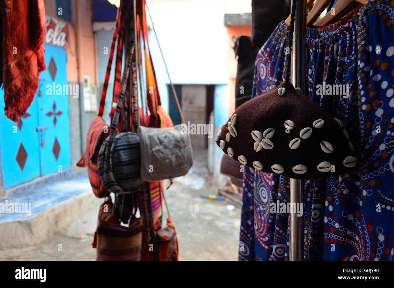 Traditional moroccan hat decorated with seashells, Taghazout, Morocco ...