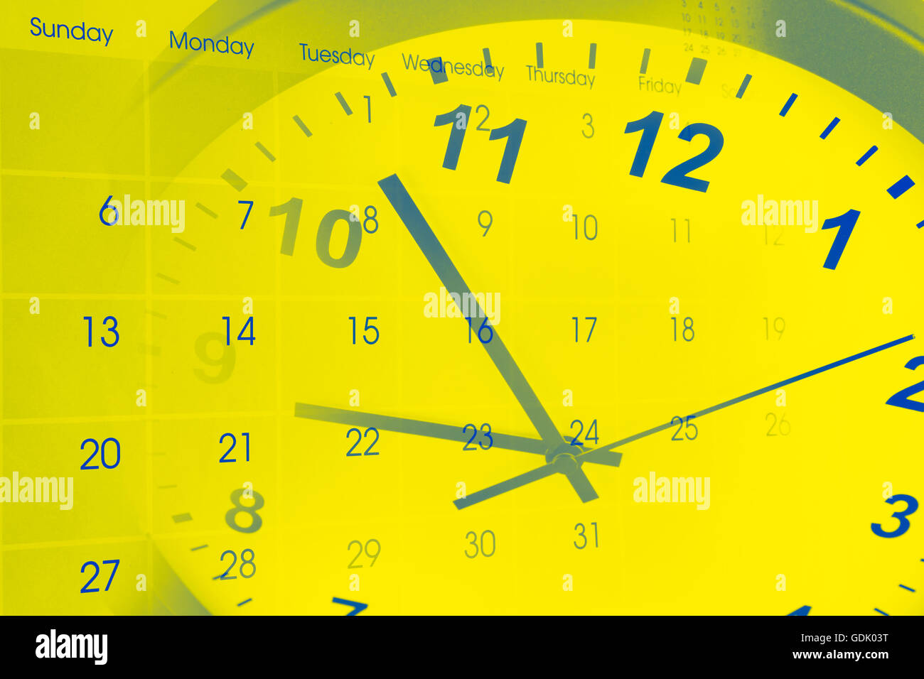 Clock face and calendar composite Stock Photo - Alamy