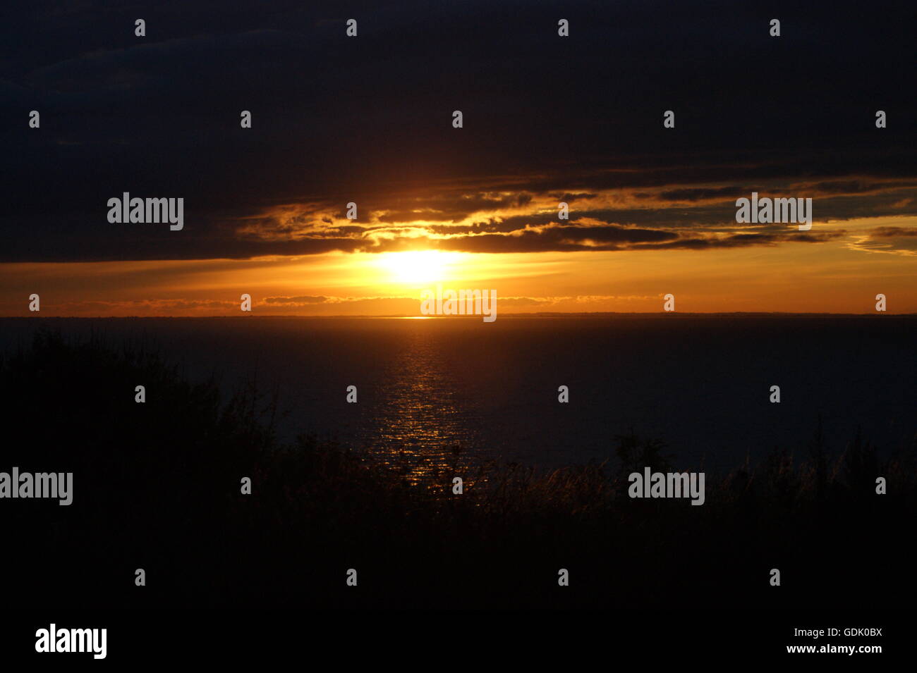 A summer sunset over the wash and out into the north sea taken from ...