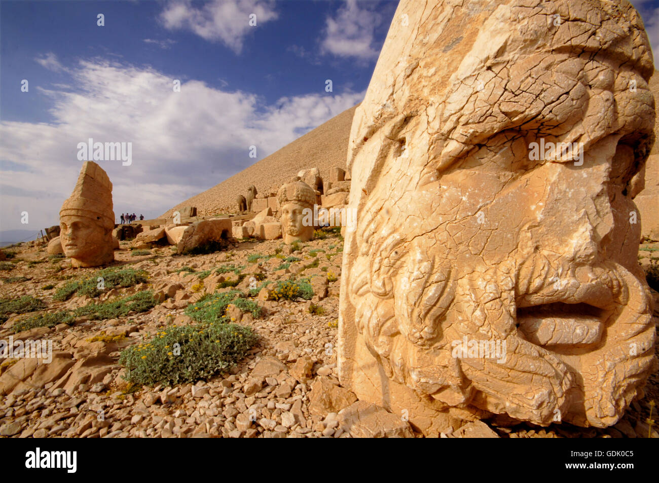 Statue at Mount Nemrut, Turkey, is a 2,134 m (7,001 ft) high mountain ...