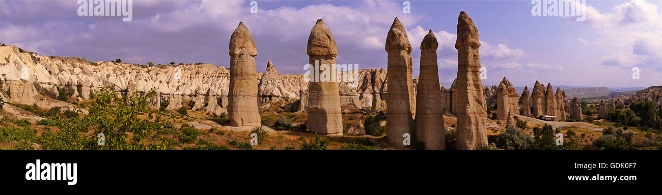 Fairy Chimneys rock formation nearby Goreme in Cappadocia, Turkey Stock ...