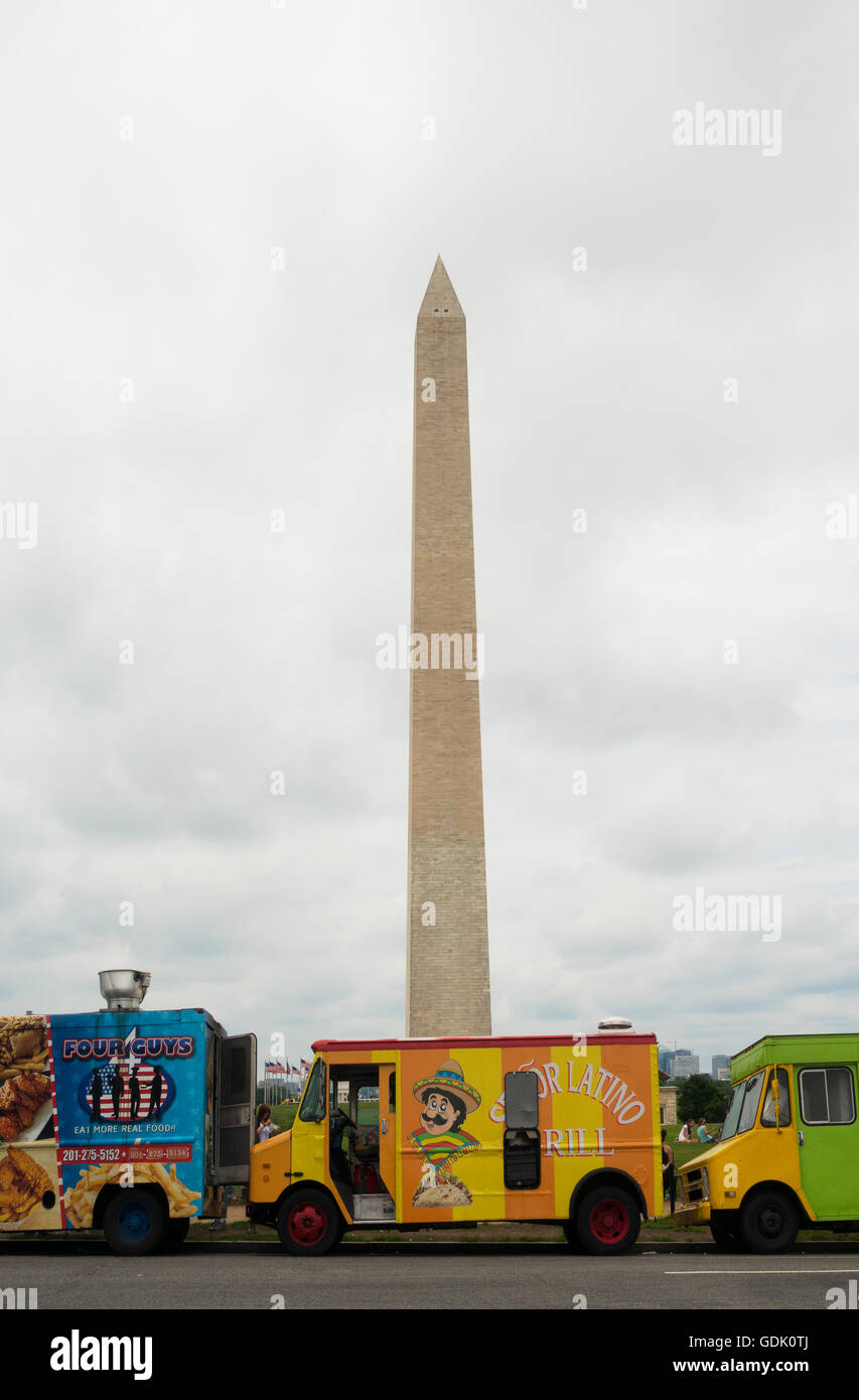 Washington Monument DC food trucks vendors Stock Photo - Alamy
