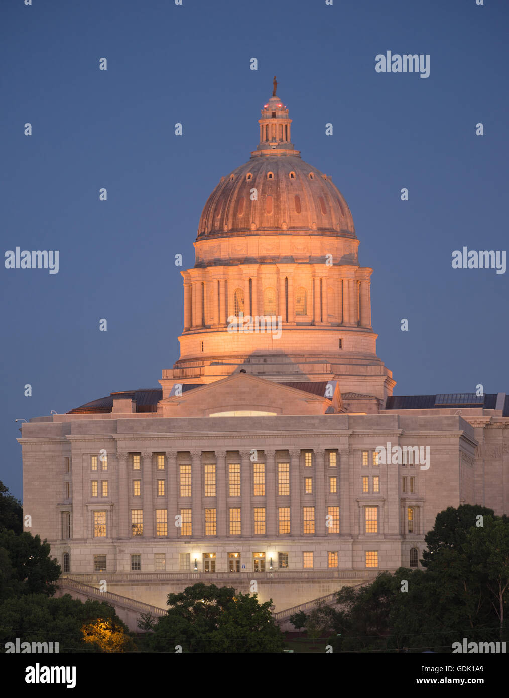 Jefferson City Missouri Capital Building Downtown Sunset Architecture ...