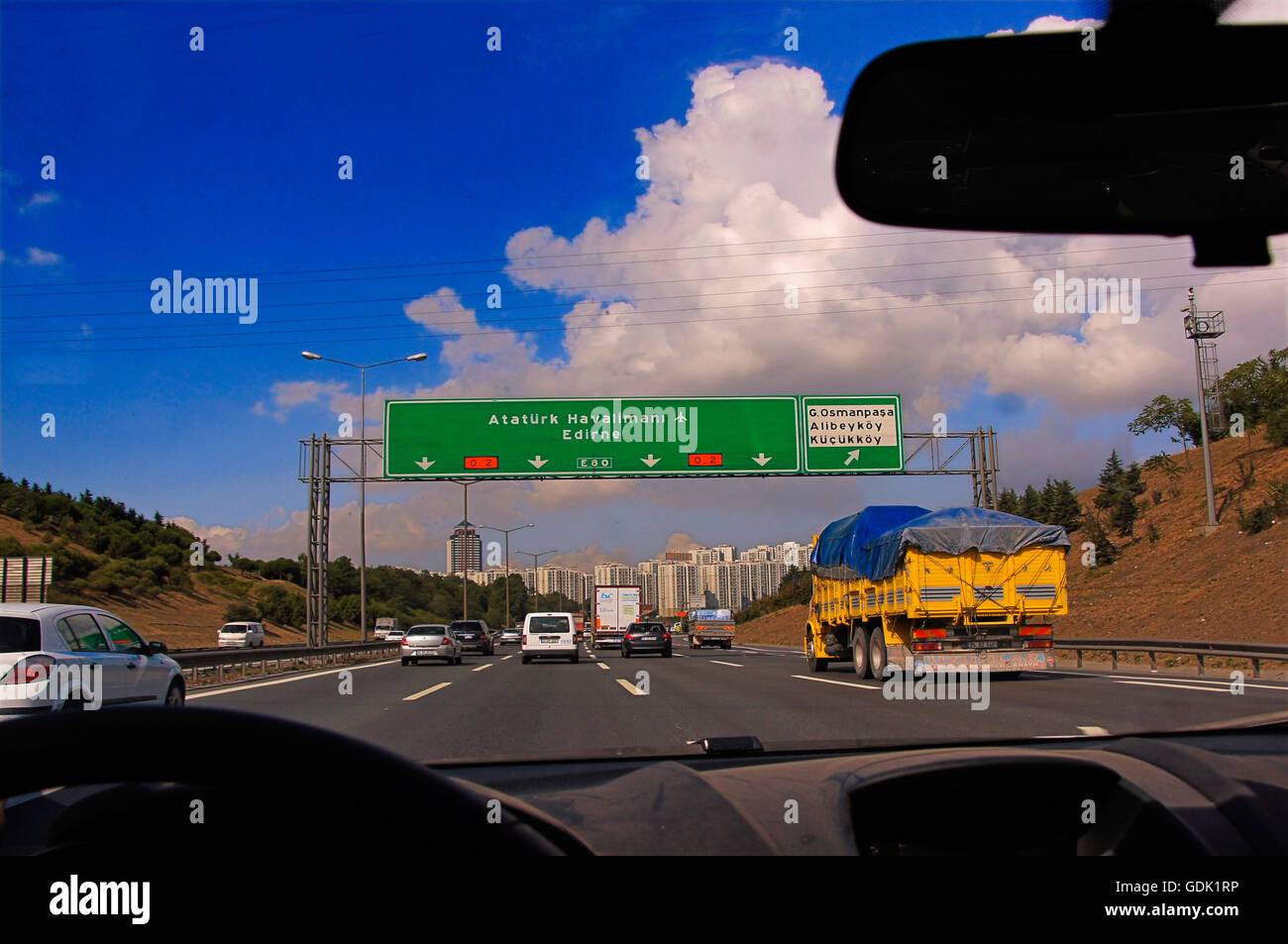 Driving on the E80 highway around Istanbul, Turkey Stock Photo - Alamy