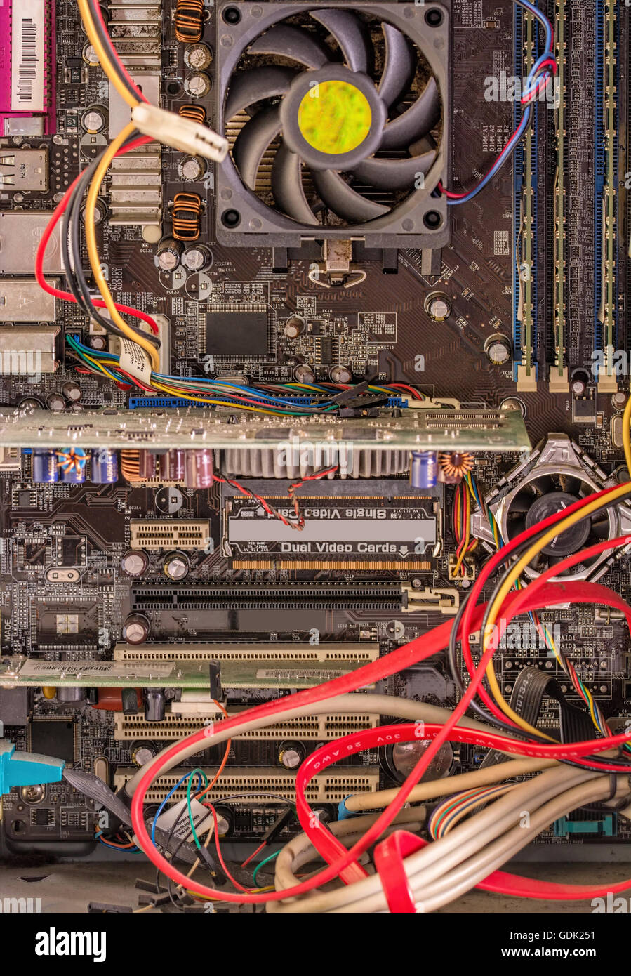 old generation computer view inside the box, technology out of date ...