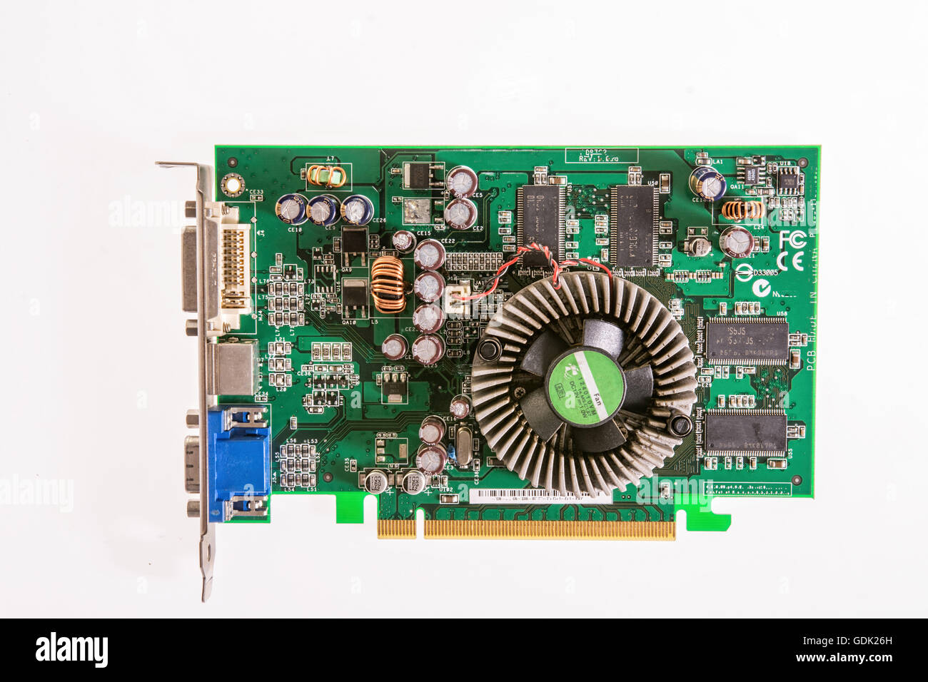 old generation graphic card on white background, technology out of date ...