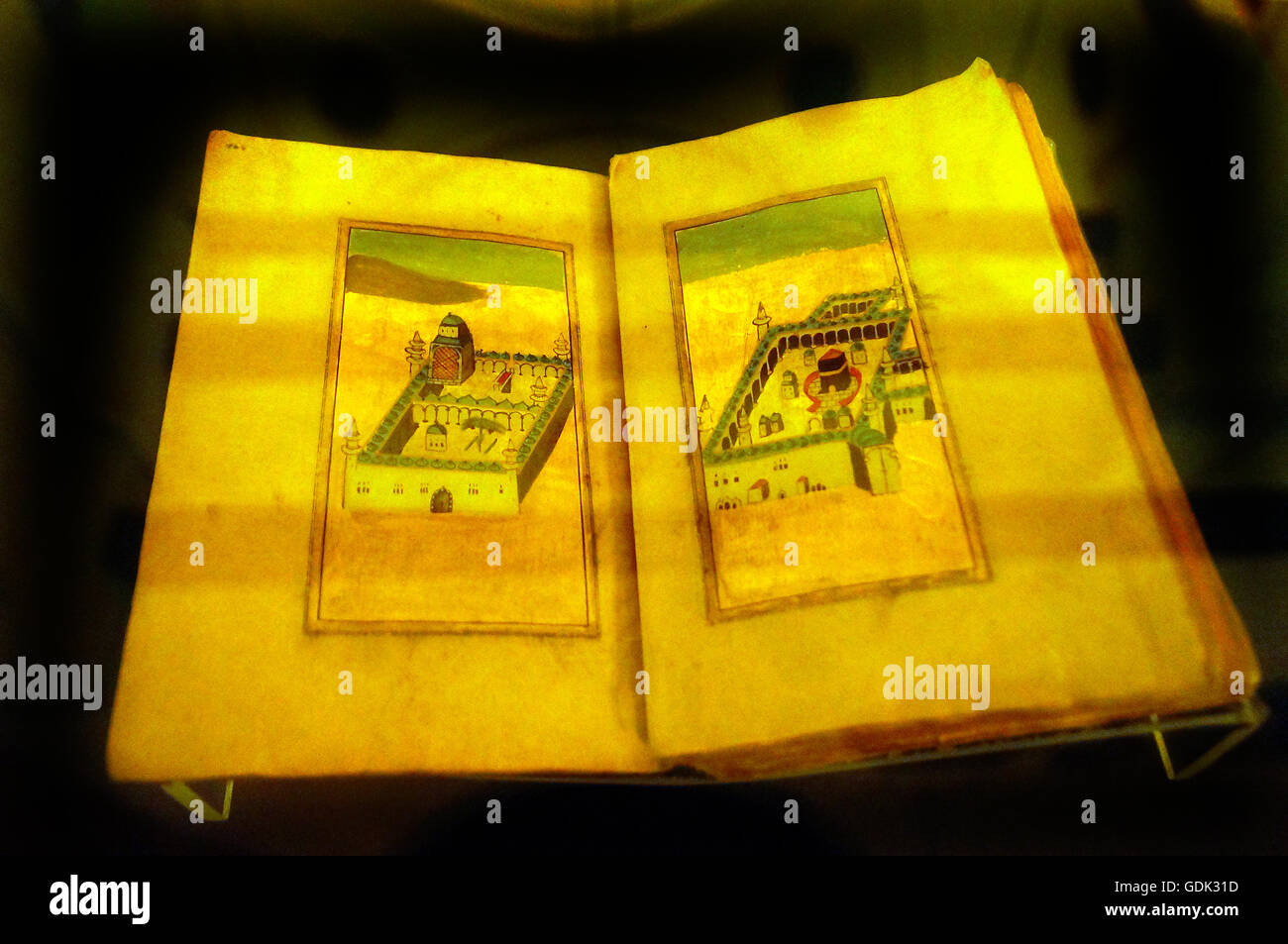 Mevlana Museum a XVIIc., Quran with a miniature of Mecca, Turkey Stock ...